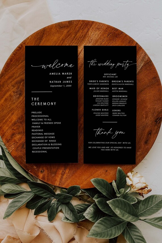 Minimalist Wedding Program Template Program for Wedding | Etsy
