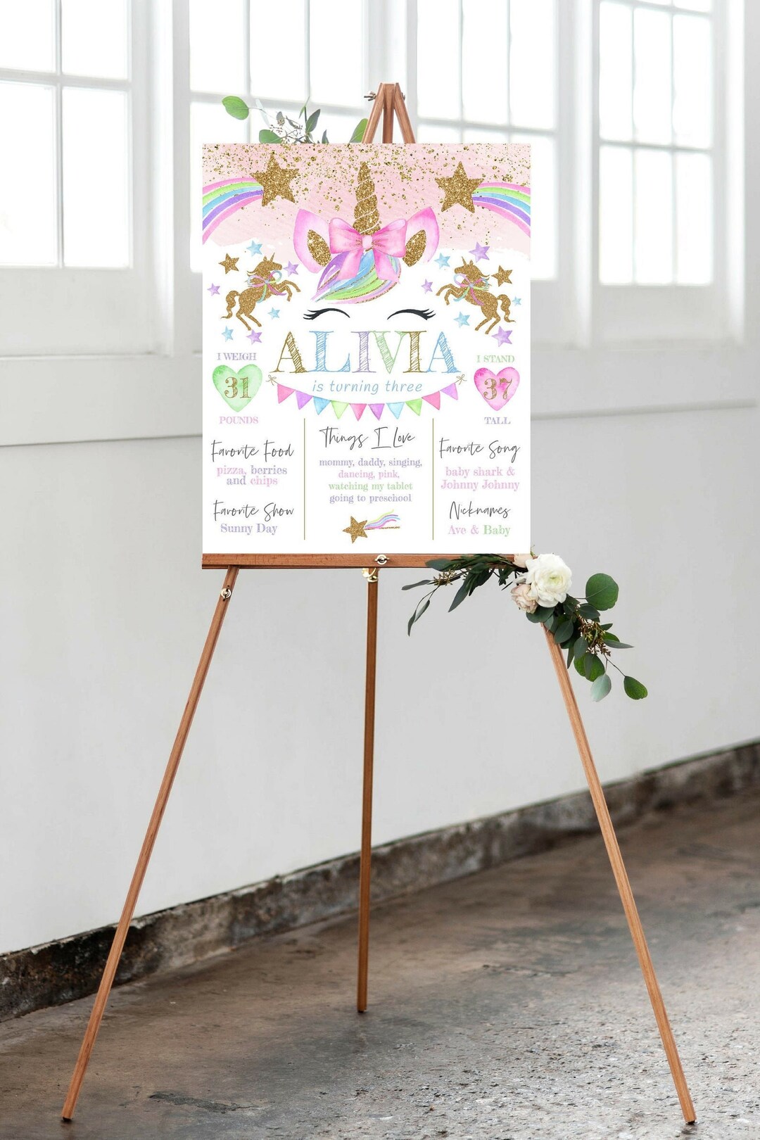 Printable Unicorn Chalkboard, Unicorn Birthday Poster, Unicorn Birthday ...