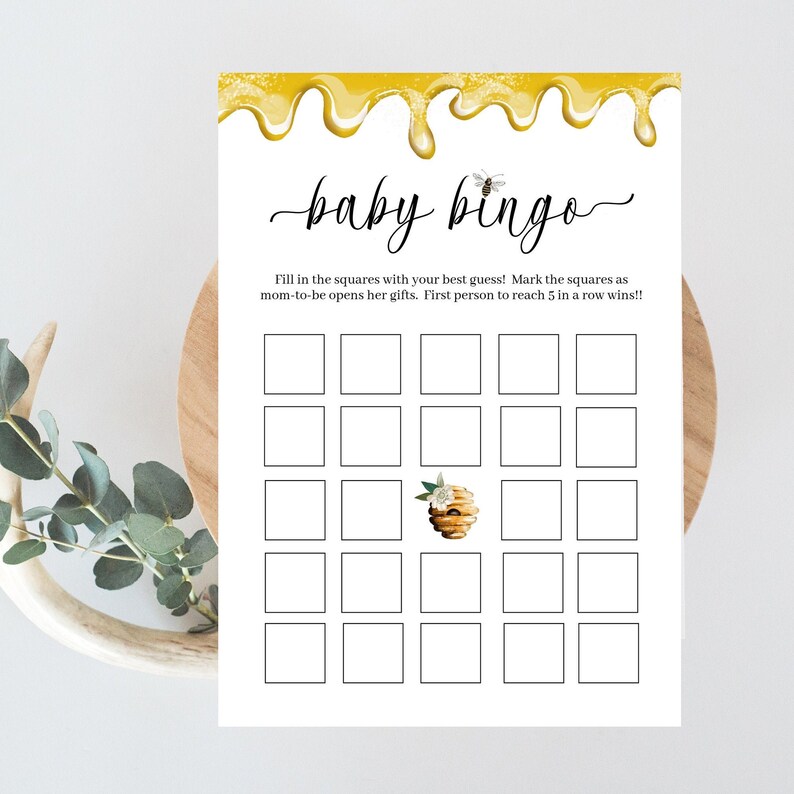Bee Baby Bingo Printable Game Mommy Bee Bingo Game Parents | Etsy