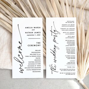 Minimalist Wedding Program Template, Program for Wedding, Modern Order ...