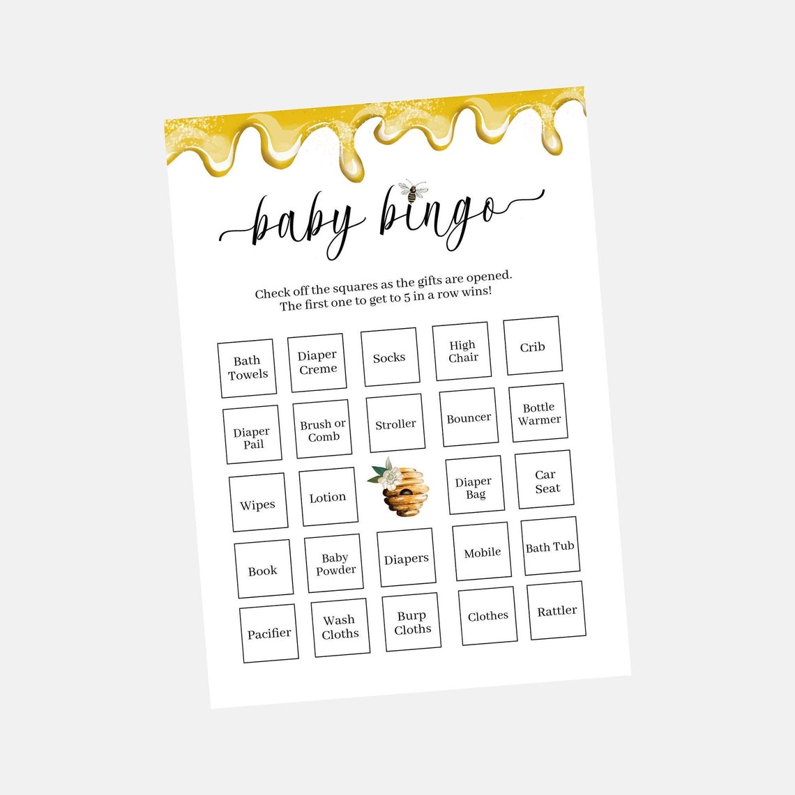 Bee Baby Bingo Printable Game Mommy Bee Bingo Game Parents | Etsy