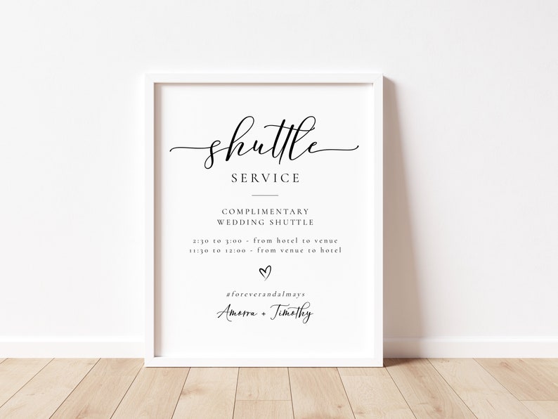 Shuttle Service Printable Wedding Sign Wedding Transportation - Etsy