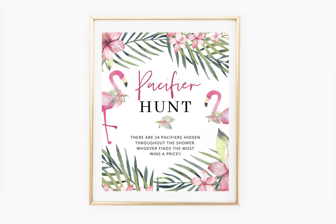 Pink Flamingo Pacifier Hunt Baby Shower Game Printable Find - Etsy