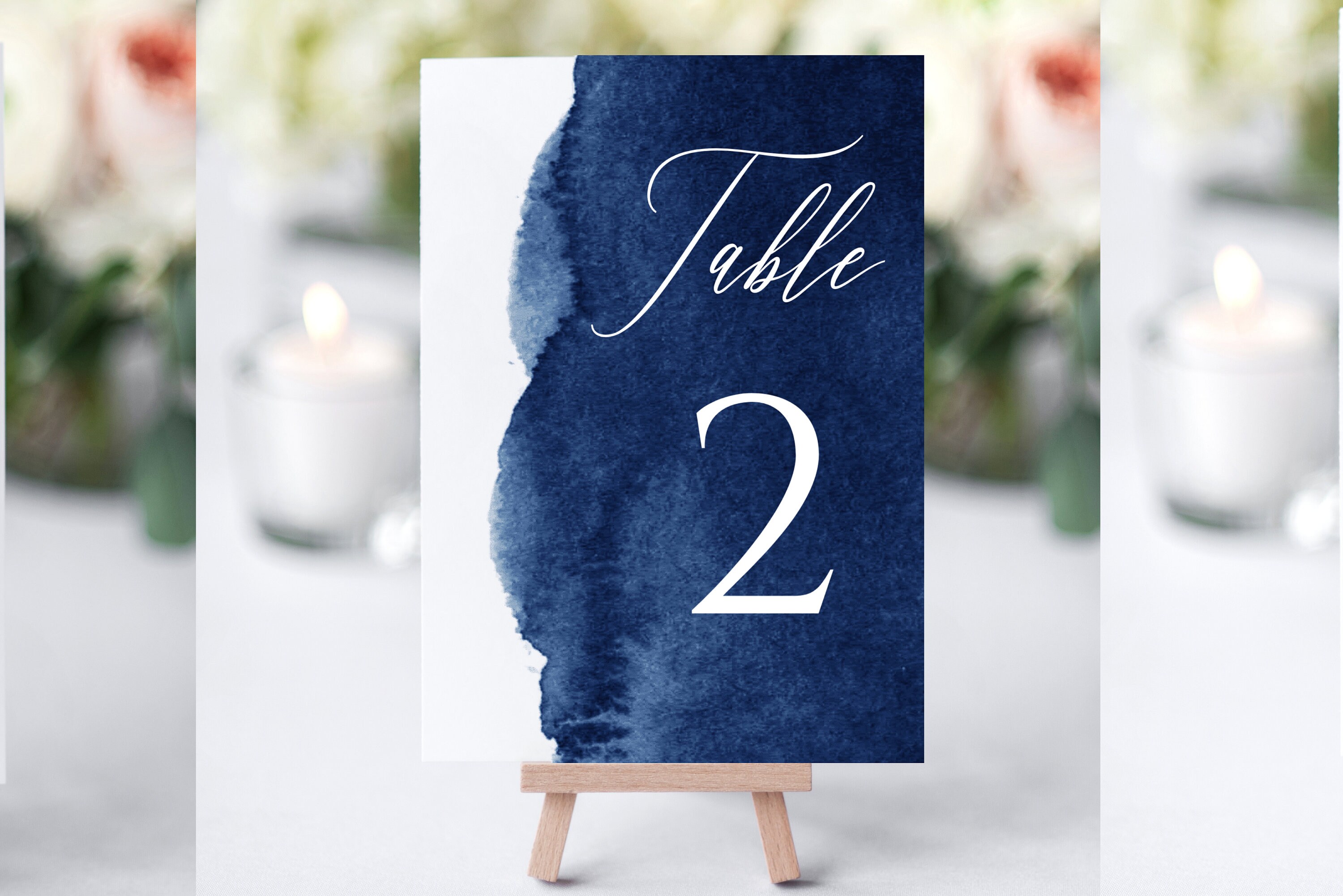 Navy Blue Table Numbers Template Watercolor Modern Table - Etsy UK