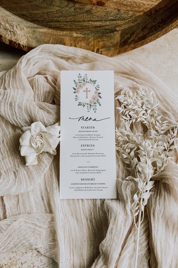 Christening Menu Place Setting Menu Card for Dedication - Etsy