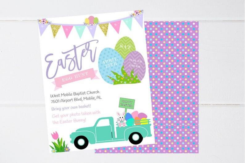 Editable Easter Egg Hunt Flyer PTO PTA Printable Easter Party - Etsy