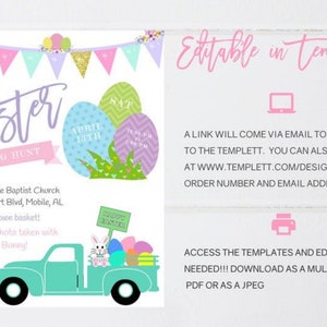 Editable Easter Egg Hunt Flyer, PTO PTA Printable Easter Party Event ...