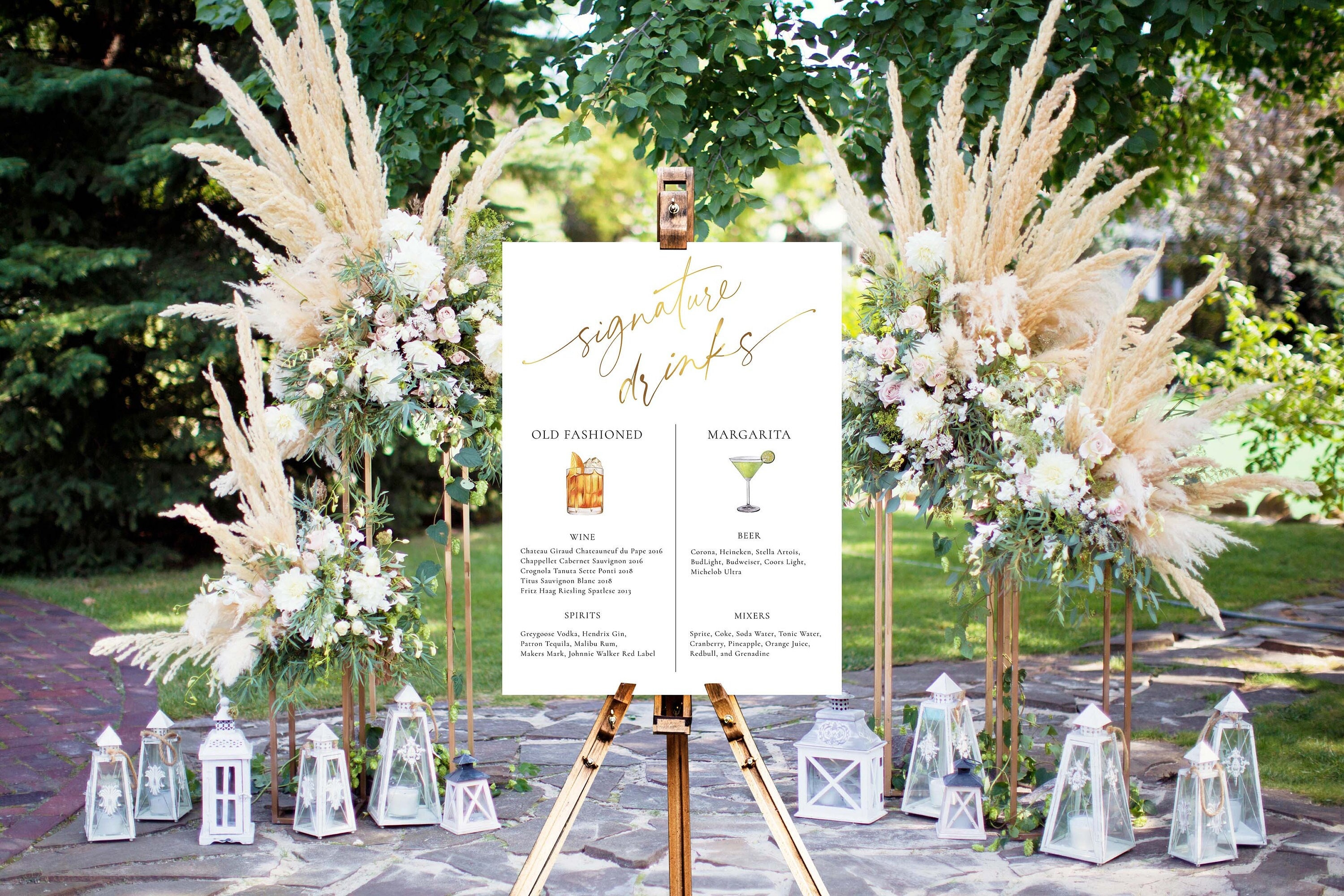 Signature Drink Bar Menu Sign Gold His and Her Bar Sign - Etsy