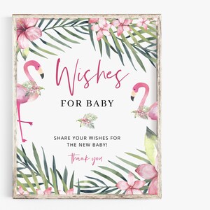 Pink Flamingo Wishes for Baby Sign and Card Editable Baby - Etsy