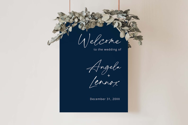 Navy Blue Welcome Sign Printable Wedding Sign Reception Sign - Etsy