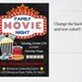 Family Movie Night Flyer, Drive in Movie Editable Template, Instant ...