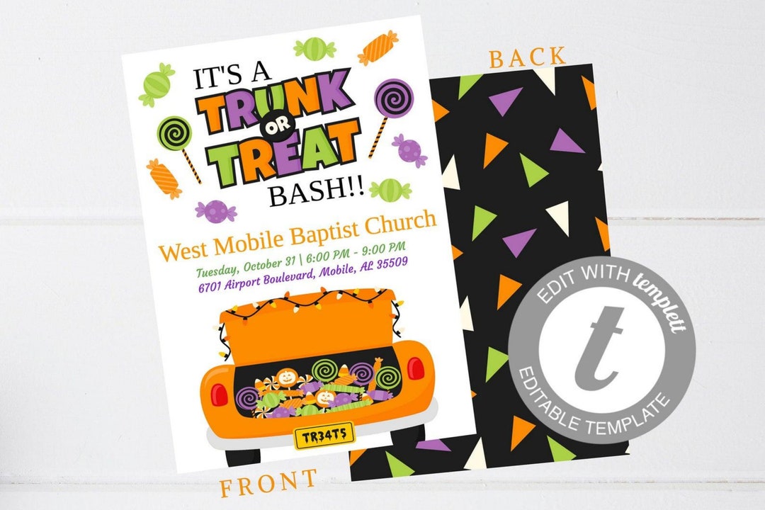 EDITABLE Trunk or Treat Flyer, Halloween Parade, Trunk or Treat Flyer ...
