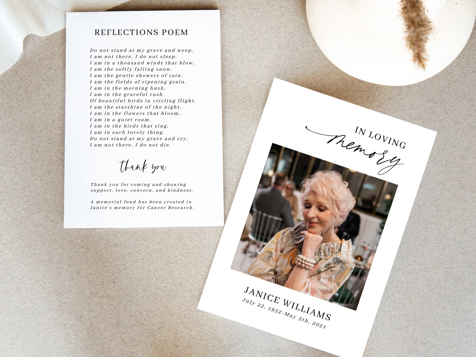 In Loving Memory Memorial Program for Funeral Service Funeral - Etsy