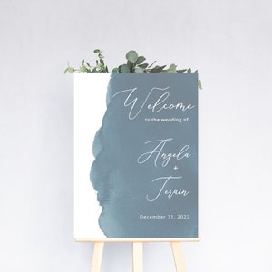Dusty Blue Welcome Sign Printable Wedding Sign Reception - Etsy