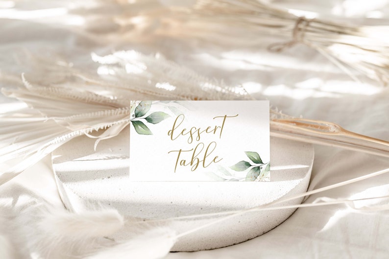 Greenery and Gold Wedding Food Labels Food Tent Card Folded - Etsy