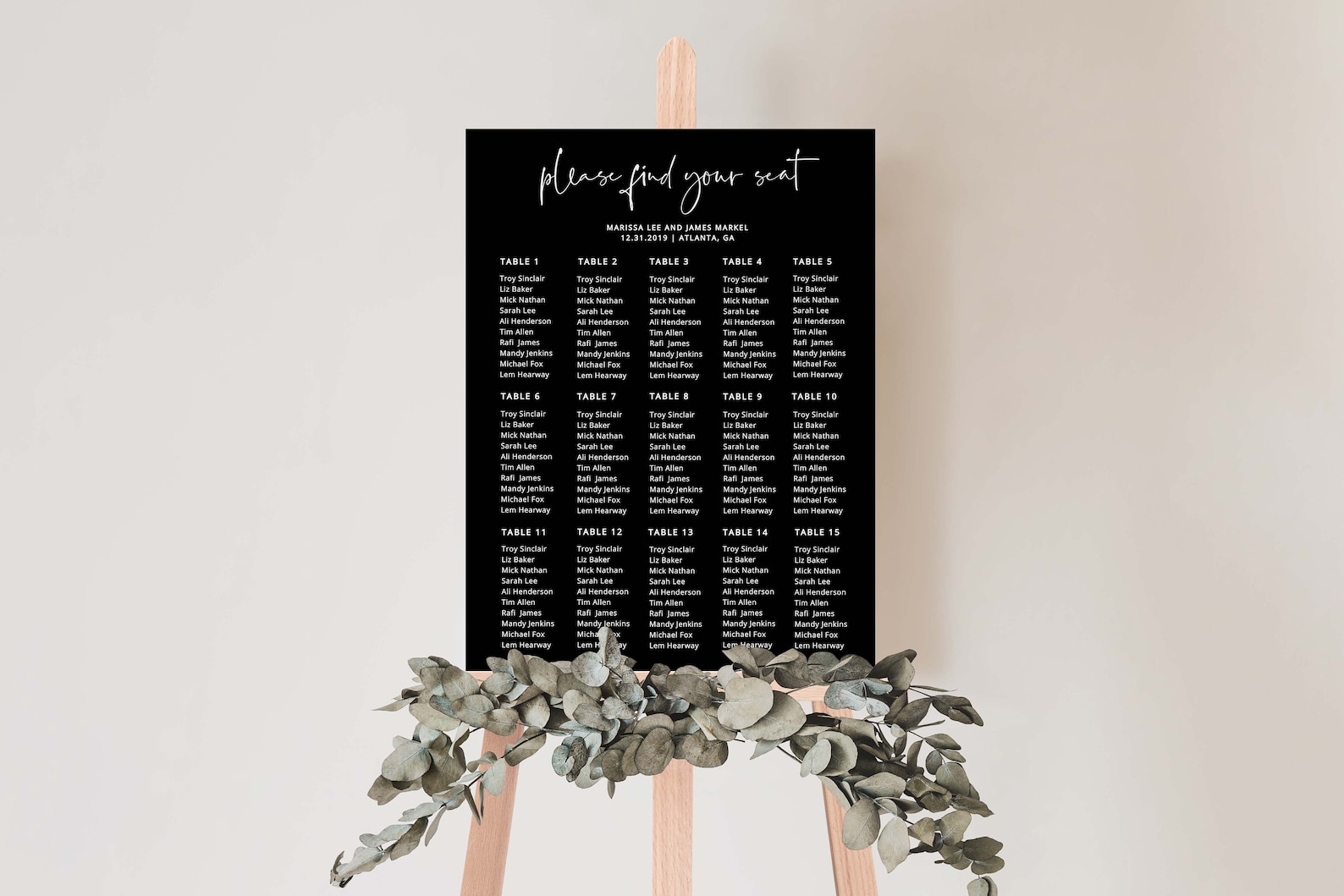 Black Seating Chart Template Wedding Seating Plan Editable - Etsy