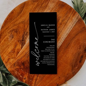 Minimalist Wedding Program Template, Program for Wedding, Modern Order ...