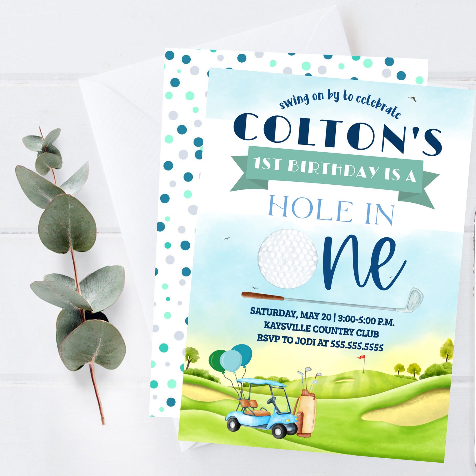 Golf First Birthday Editable Hole in One Birthday Invitation - Etsy