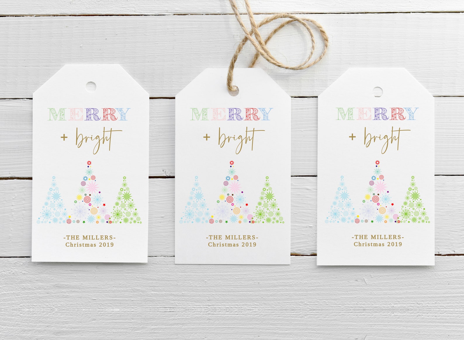 Marry and Bright Gift Tag Template Festive Bright Christmas - Etsy