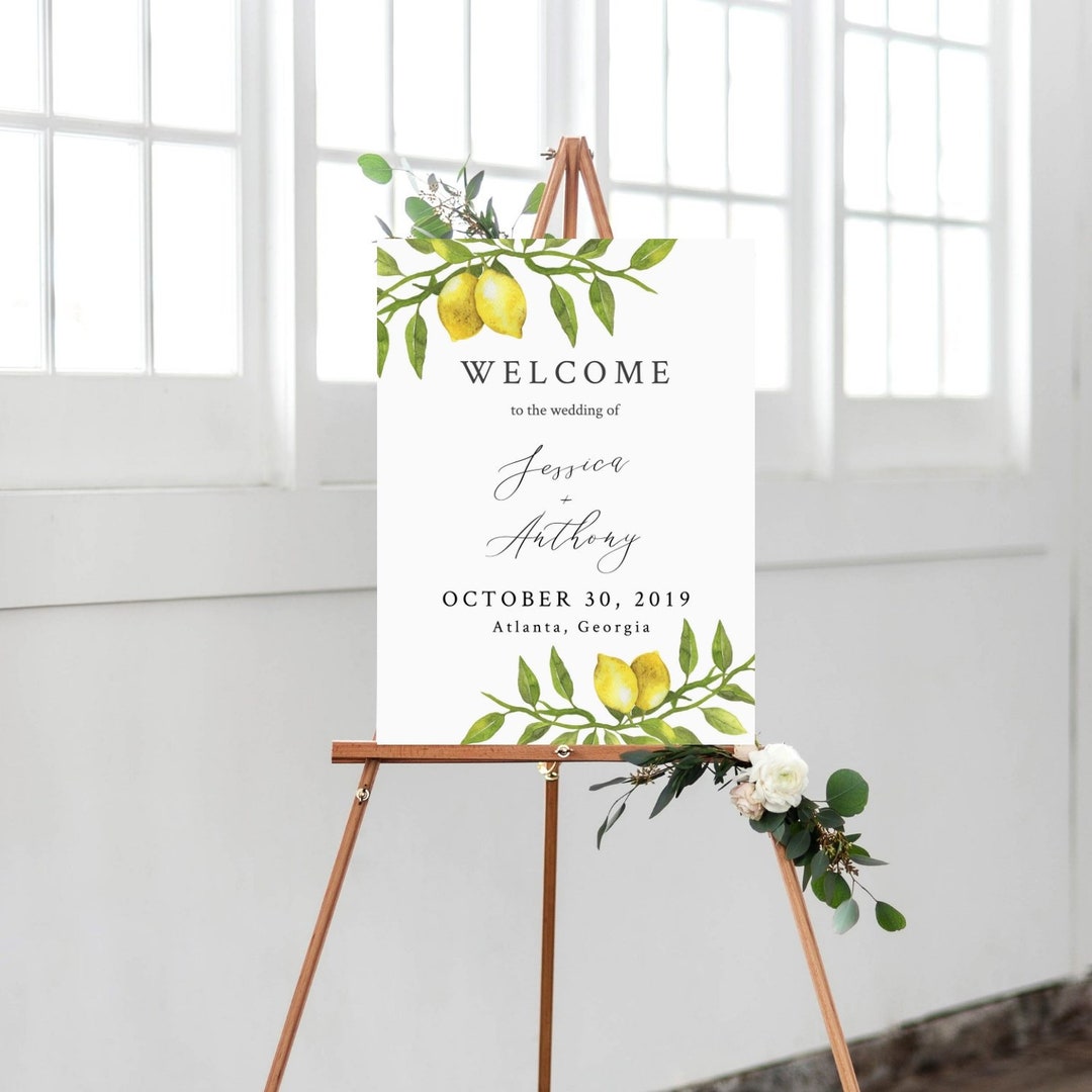 Lemon Wedding Welcome Sign Printable, Citrus Wedding Welcome Sign ...
