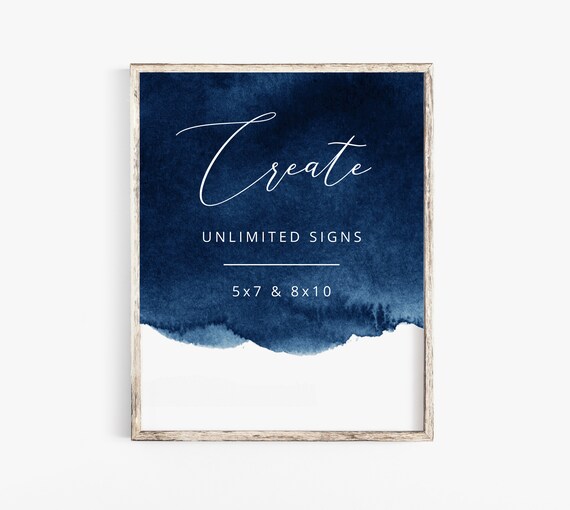 Navy Blue Printable Wedding Sign Wedding Sign Template | Etsy