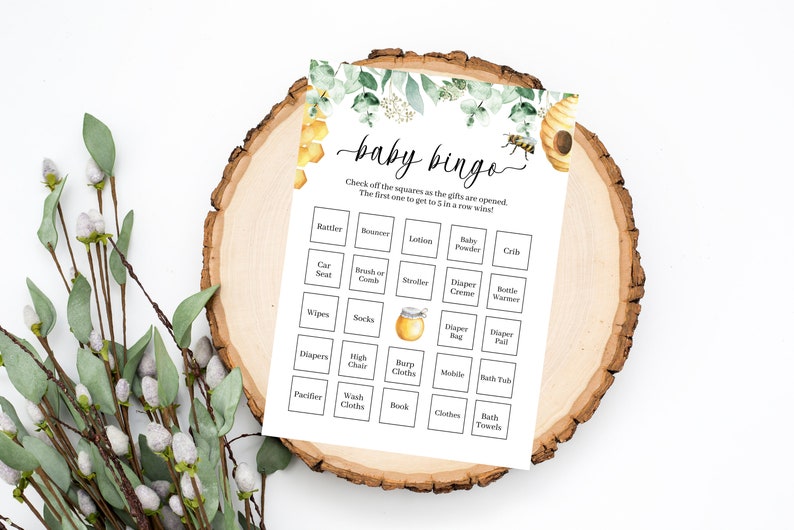 Bee Baby Bingo Printable Game Mommy Bee Bingo Game Parents - Etsy