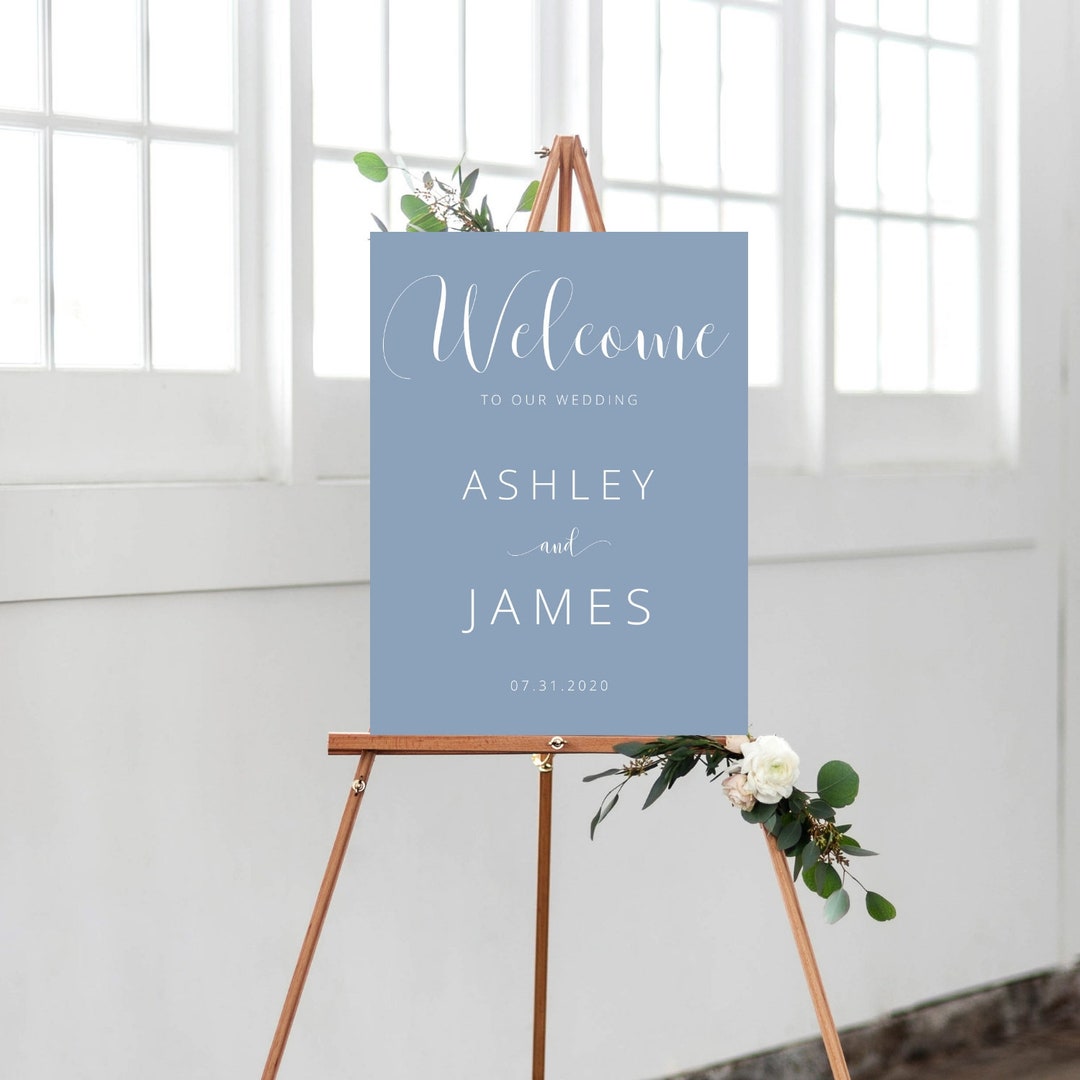 Dusty Blue Welcome Sign Printable, Welcome Wedding Sign, Blue Sign ...