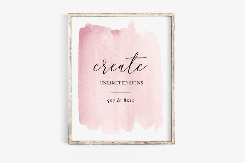 Wedding Sign Printable Watercolor Pink Wedding Sign Template | Etsy