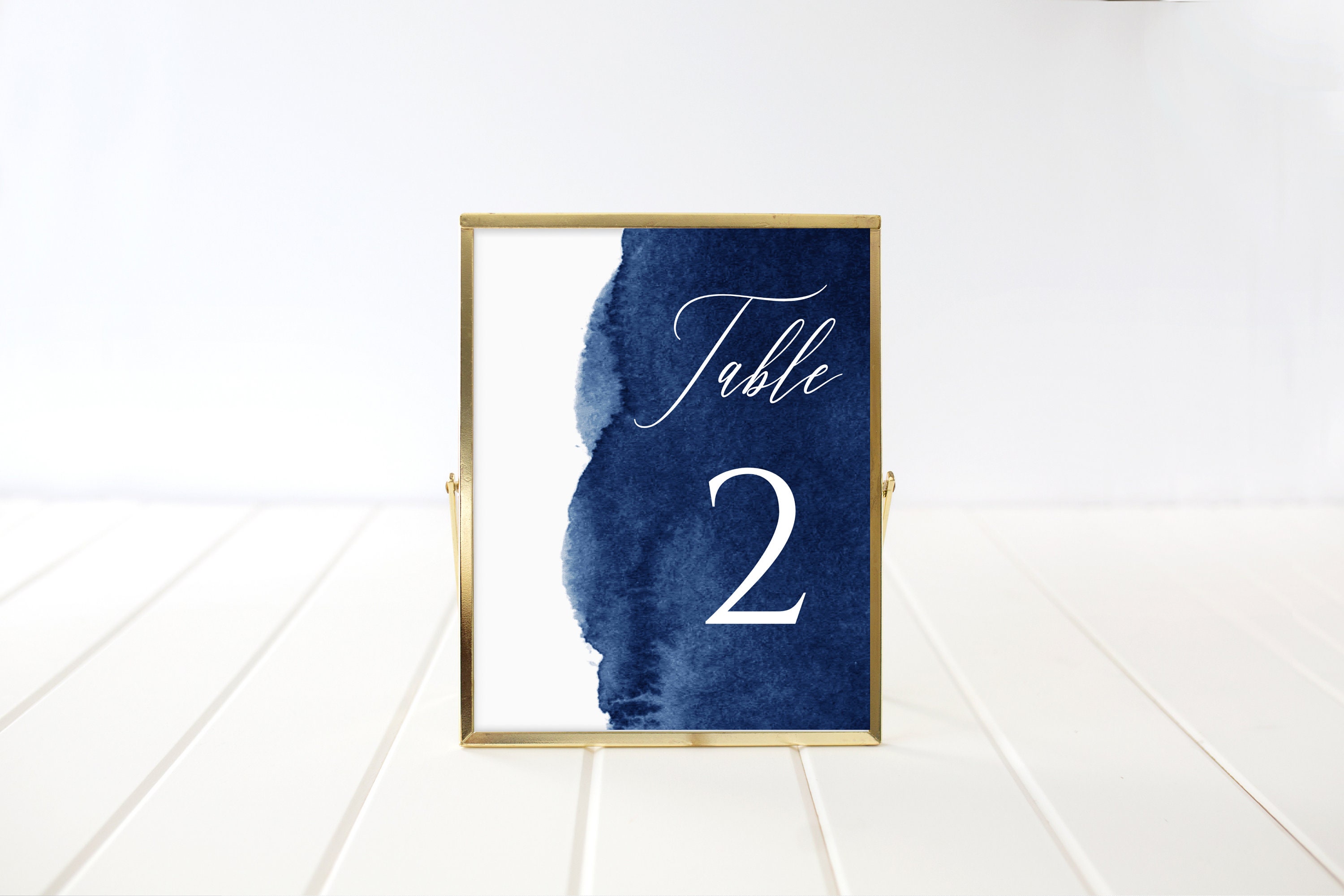 Navy Blue Table Numbers Template Watercolor Modern Table - Etsy UK