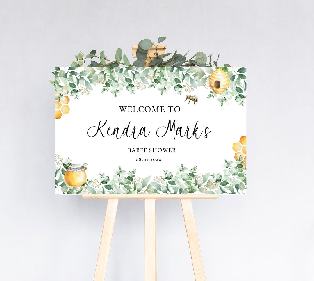 Bumble Bee Welcome Sign, Babee Shower Welcome Poster, Printable Bee ...