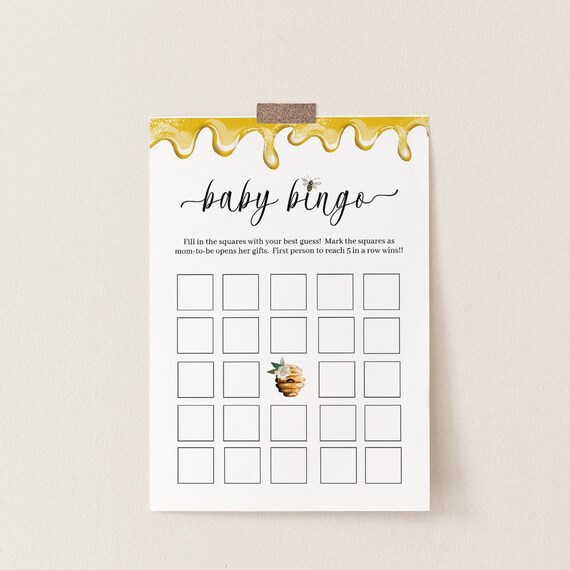 Bee Baby Bingo Printable Game Mommy Bee Bingo Game Parents | Etsy