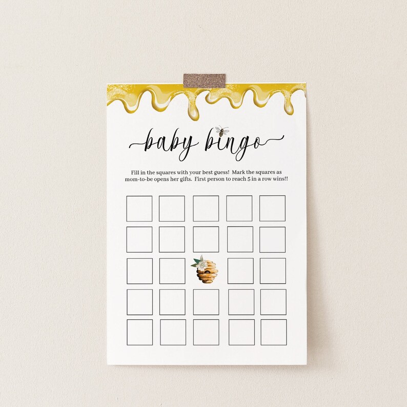 Bee Baby Bingo Printable Game Mommy Bee Bingo Game Parents | Etsy