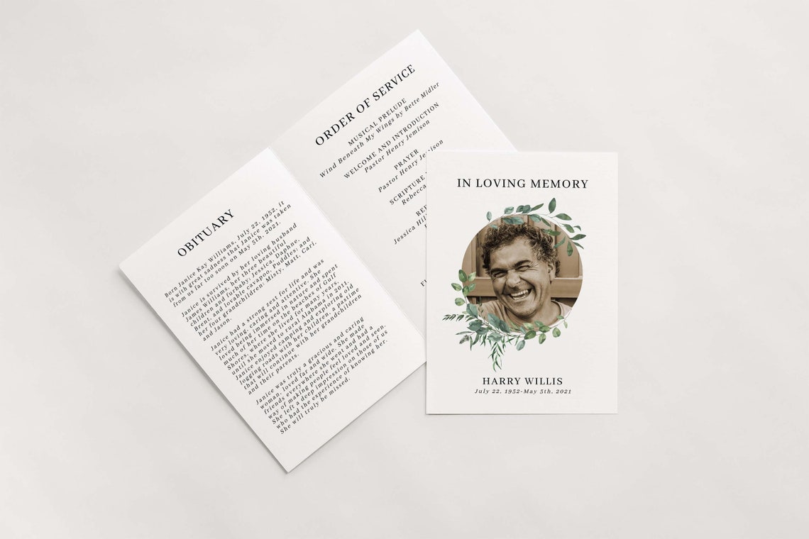 In Loving Memory Memorial Program for Funeral Service Funeral - Etsy