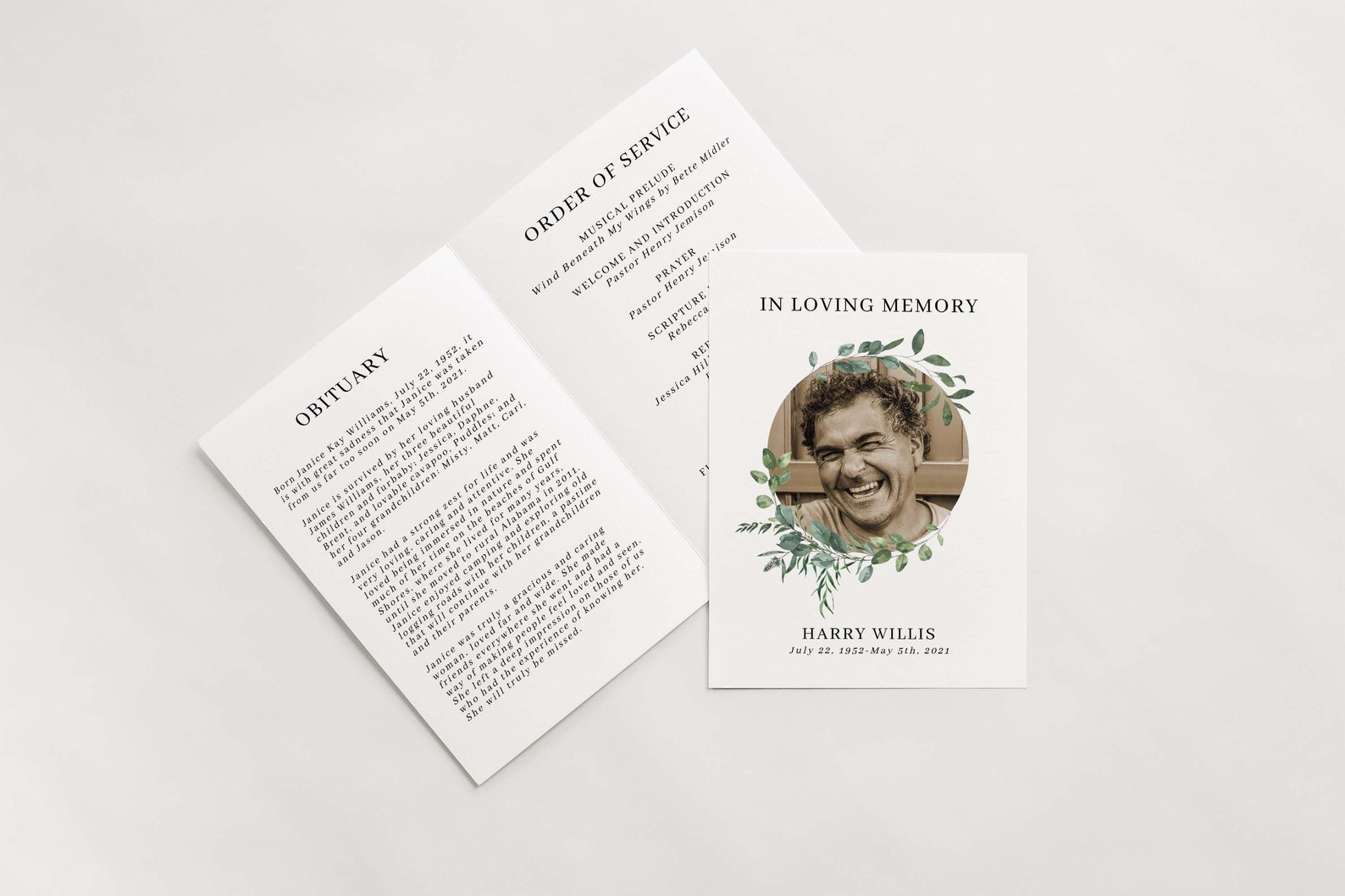 In Loving Memory Memorial Program for Funeral Service Funeral - Etsy