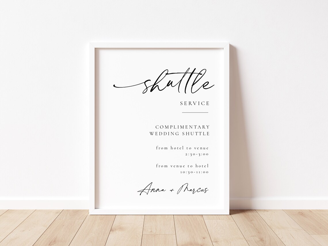 Shuttle Service Printable Wedding Sign Wedding Transportation - Etsy