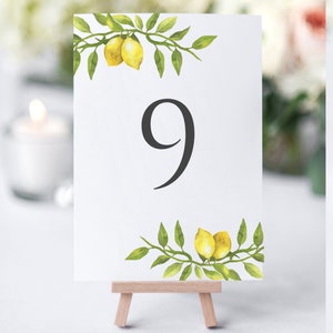 Lemon Table Numbers, Citrus Table Numbers Template, Printable Numbers ...