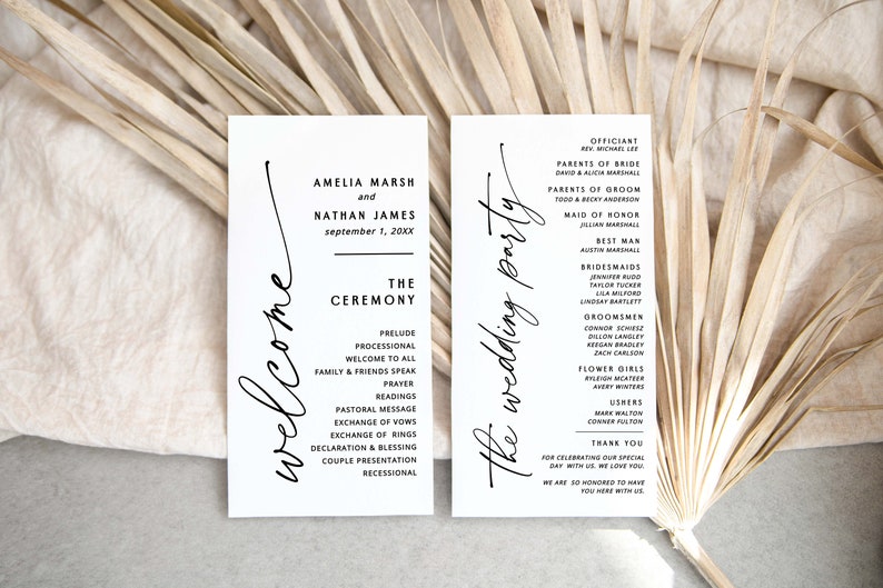 Minimalist Wedding Program Template Program for Wedding - Etsy