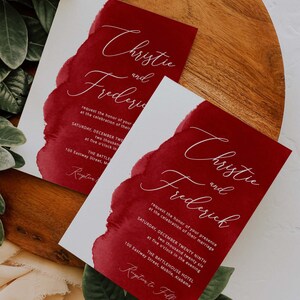 Red Watercolor Printable Invitation, Editable Wedding Invitation, Red ...