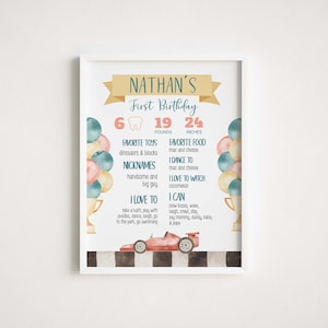 Race Car Milestone Birthday Poster, Fast One Birthday Chalkboard Sign ...