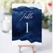 Navy Blue Table Numbers Template Watercolor Modern Table - Etsy