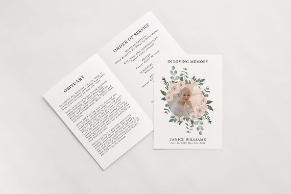 In Loving Memory Memorial Program for Funeral Service Funeral | Etsy