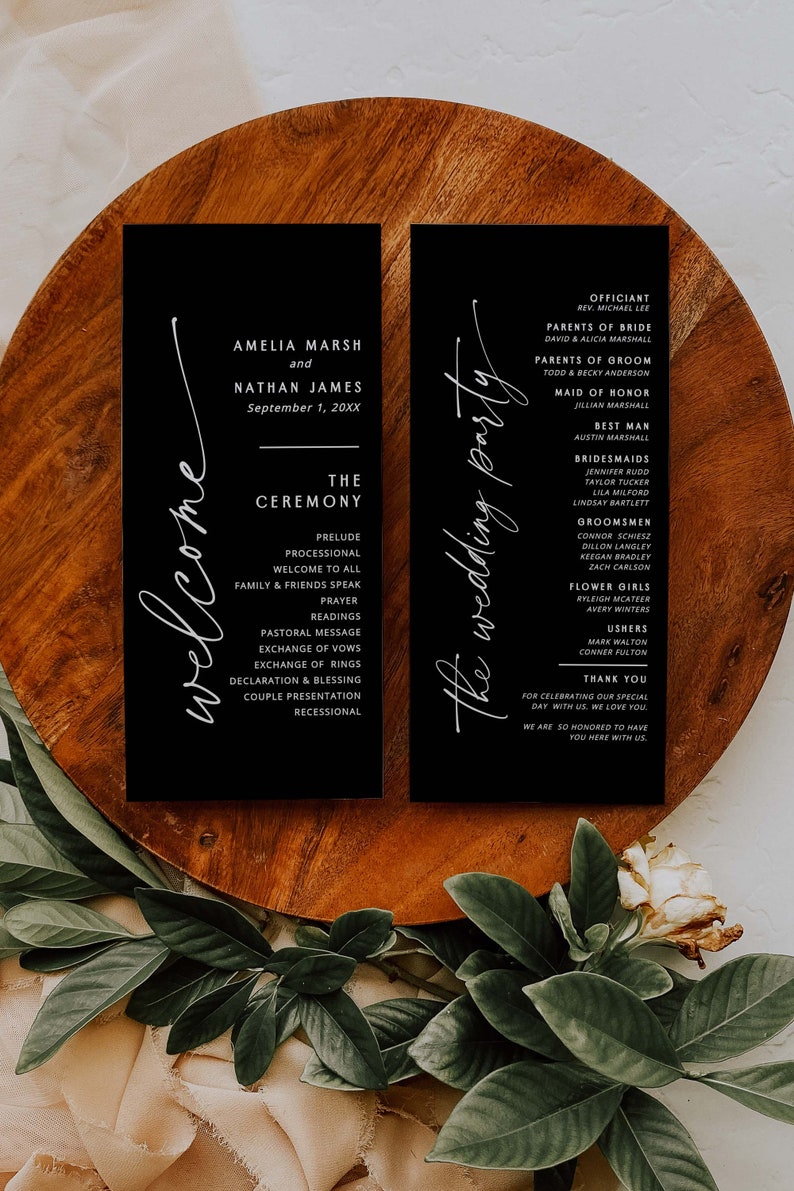 Minimalist Wedding Program Template Program for Wedding - Etsy