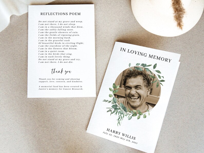 In Loving Memory Memorial Program for Funeral Service Funeral - Etsy