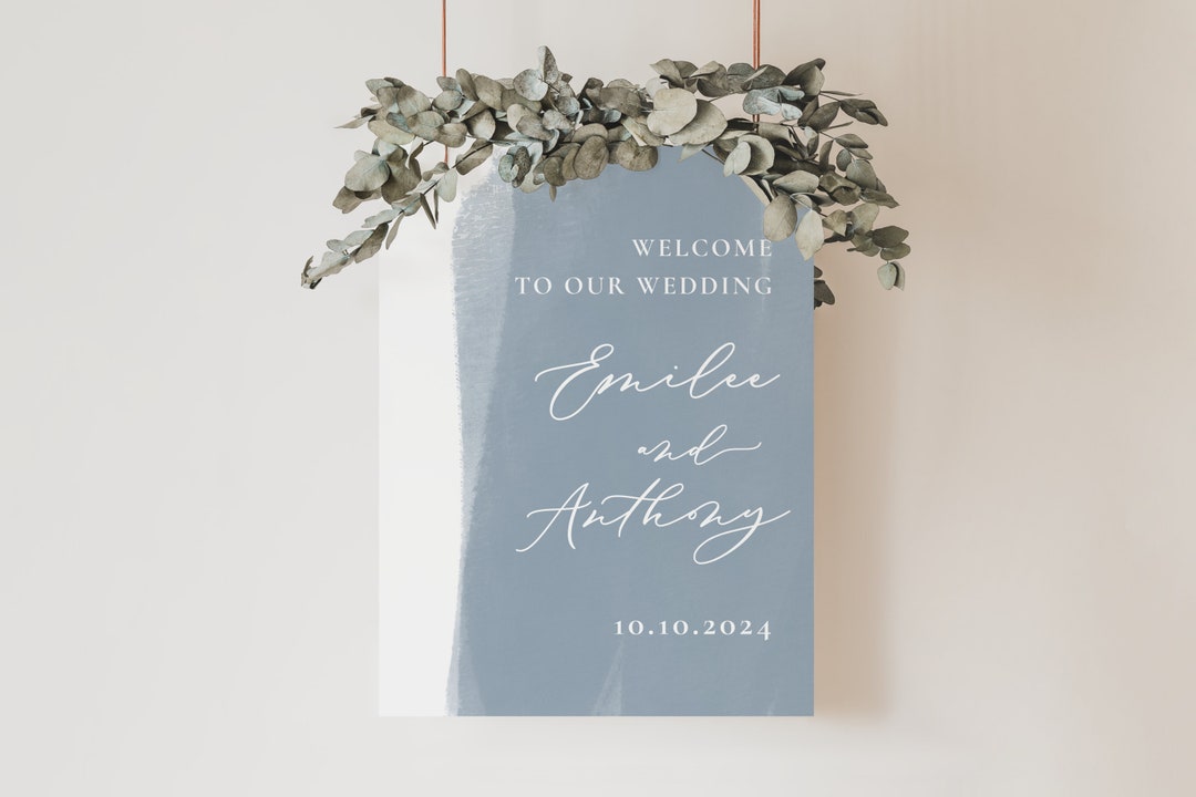 Dusty Blue Welcome Sign for Wedding, Light Blue Printable Reception ...