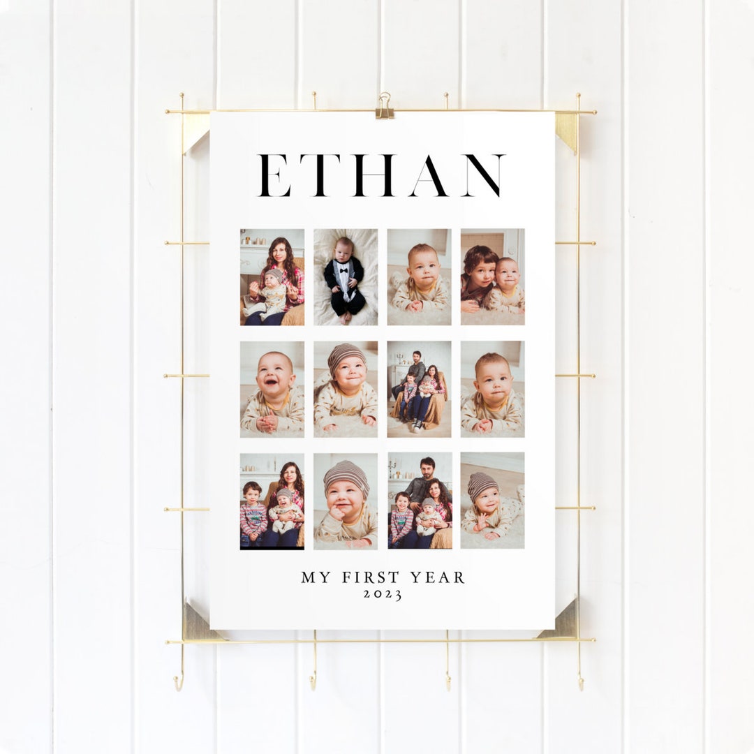 Baby's First Year Poster, First Year Photo Collage Template, 1st ...