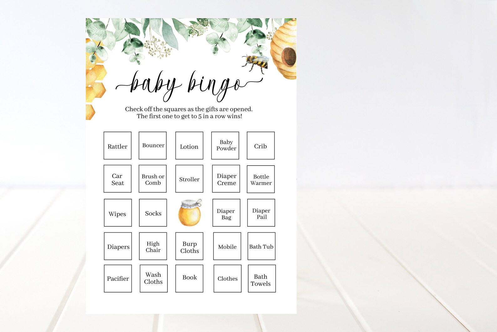 Bee Baby Bingo Printable Game Mommy Bee Bingo Game Parents - Etsy