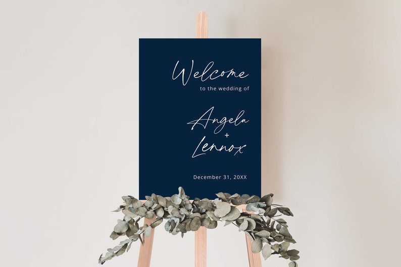 Navy Blue Welcome Sign Printable Wedding Sign Reception Sign - Etsy