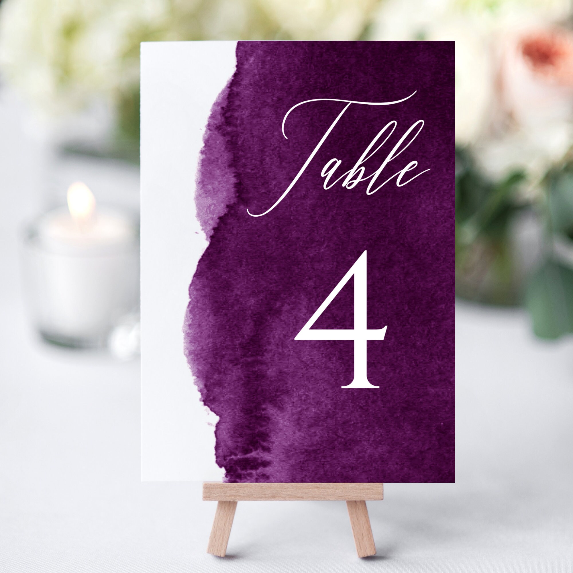Plum Watercolor Printable Table Numbers Editable Table - Etsy Canada