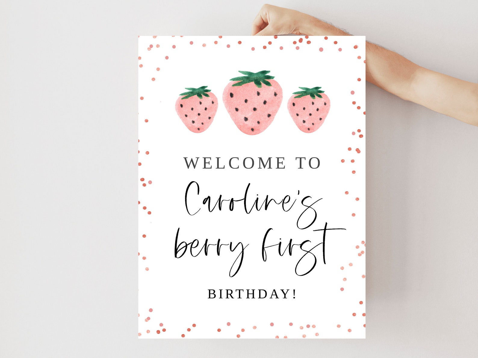 Berry First Birthday Welcome Sign Editable Strawberry - Etsy