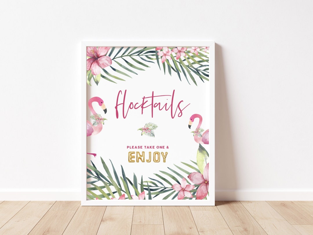 Flocktails Bar Sign, Printable Cocktails Party Bar Sign, Let's ...